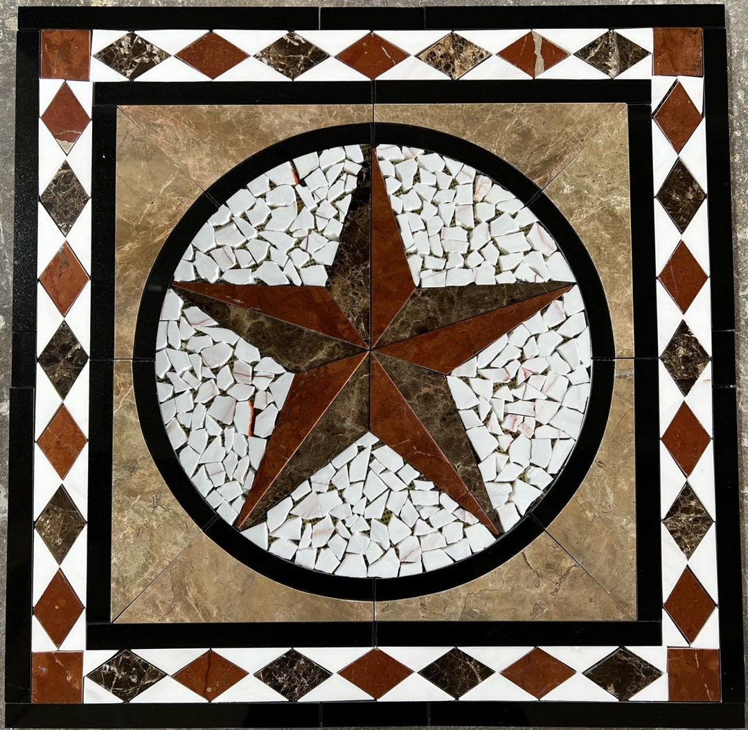 Floor Marble Medallion Texas Star - Etsy