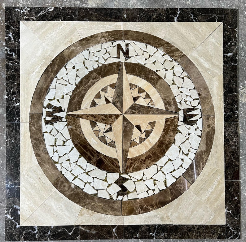 Floor Marble Medallion Nautical Rose - Etsy