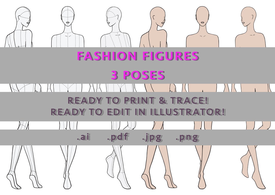 Female Fashion Figures 3 Poses - Etsy