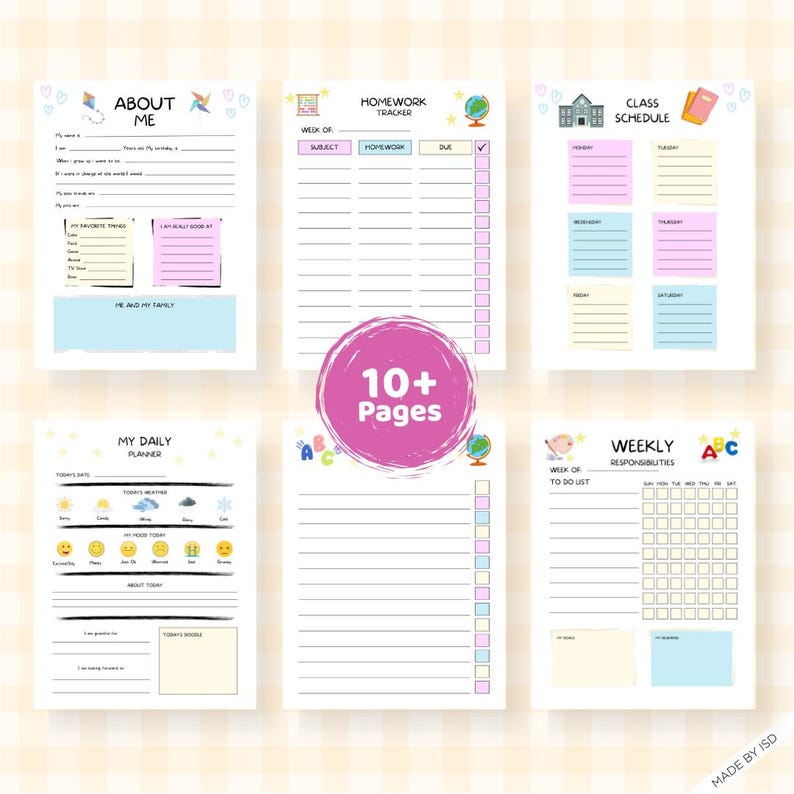 Kids School Planner | Printable Student Organizer | PDF + JPG ...