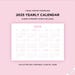 2025 Pink Yearly Calendar Template | Printable, Instant Digital ...
