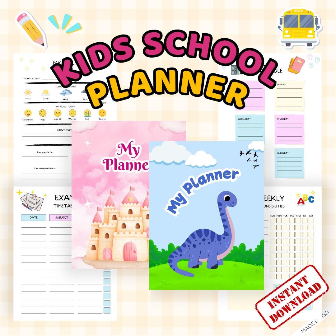 Kids School Planner | Printable Student Organizer | PDF + JPG ...