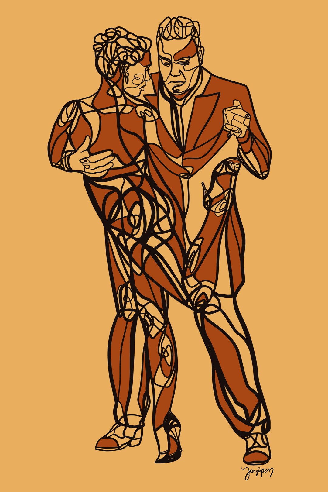 Printable Line Art Tango Dance Poster - Etsy