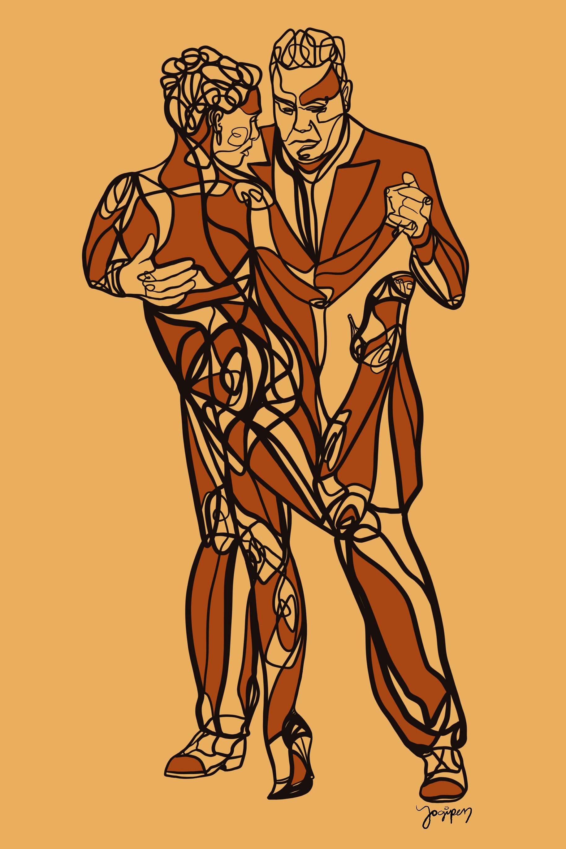 Printable Line Art Tango Dance Poster - Etsy