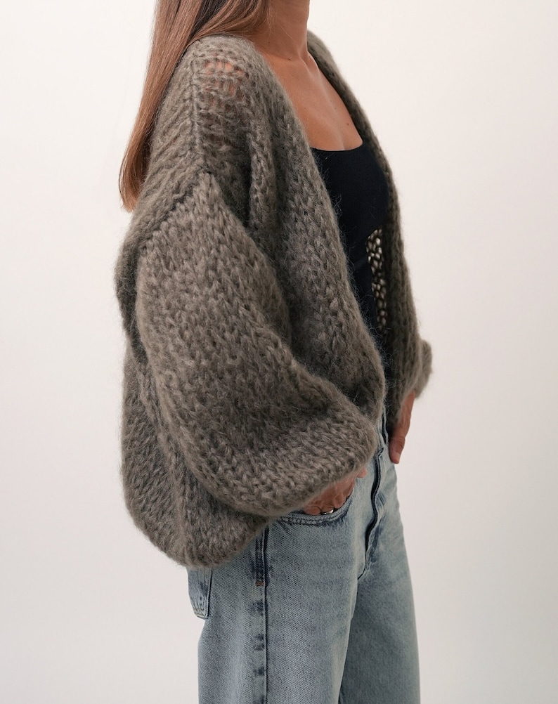 Mohair Cardigan, Chunky Knit Cardigan, Slouchy Fluffy Cardigan, Women ...