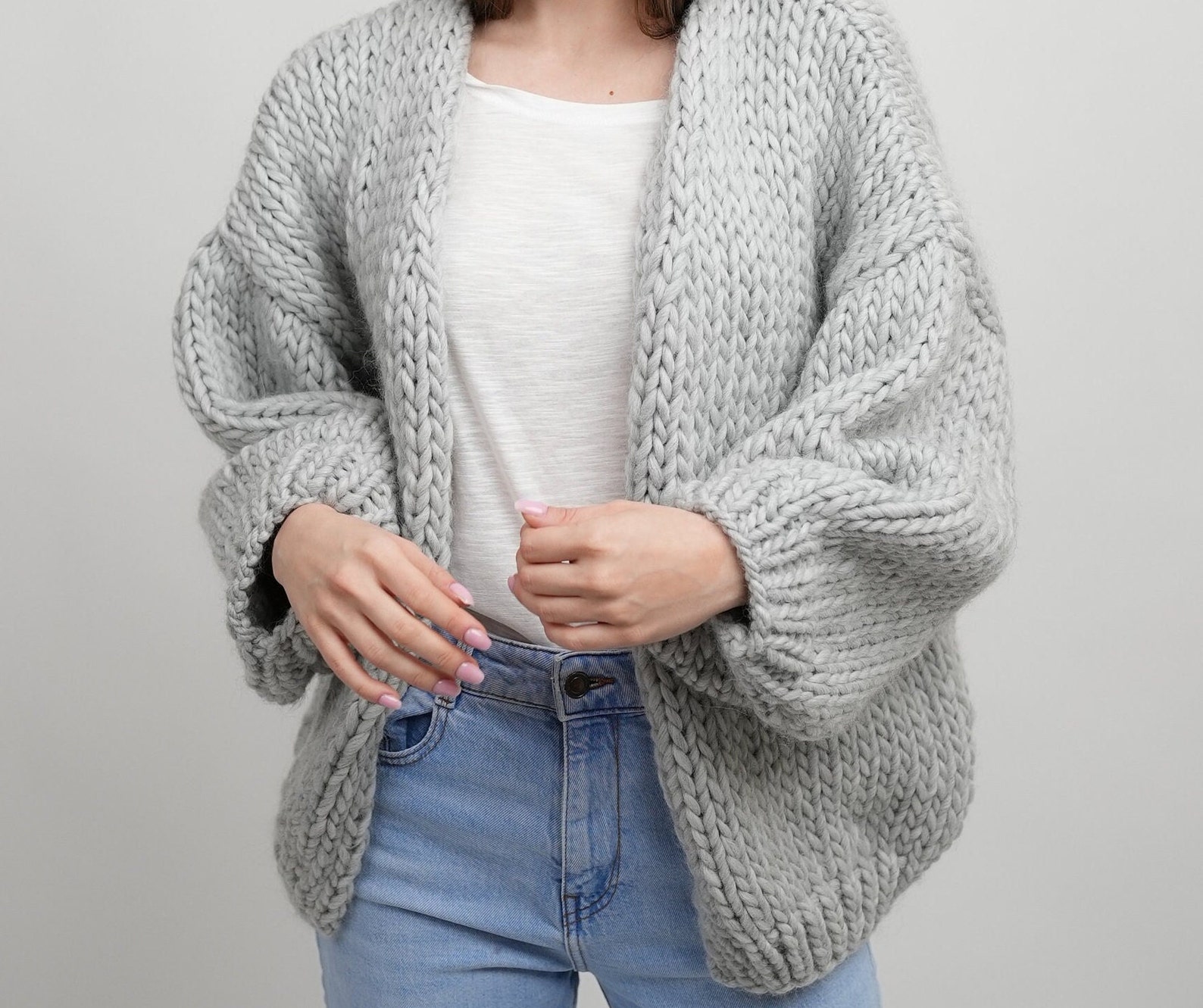 Alpaca Wool Cardigan, Chunky Knit Cardigan, Slouchy Fluffy Cardigan ...