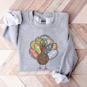 Cute Turkey Fall Thanksgiving Sweatshirt, Thanksgiving Family Matching ...