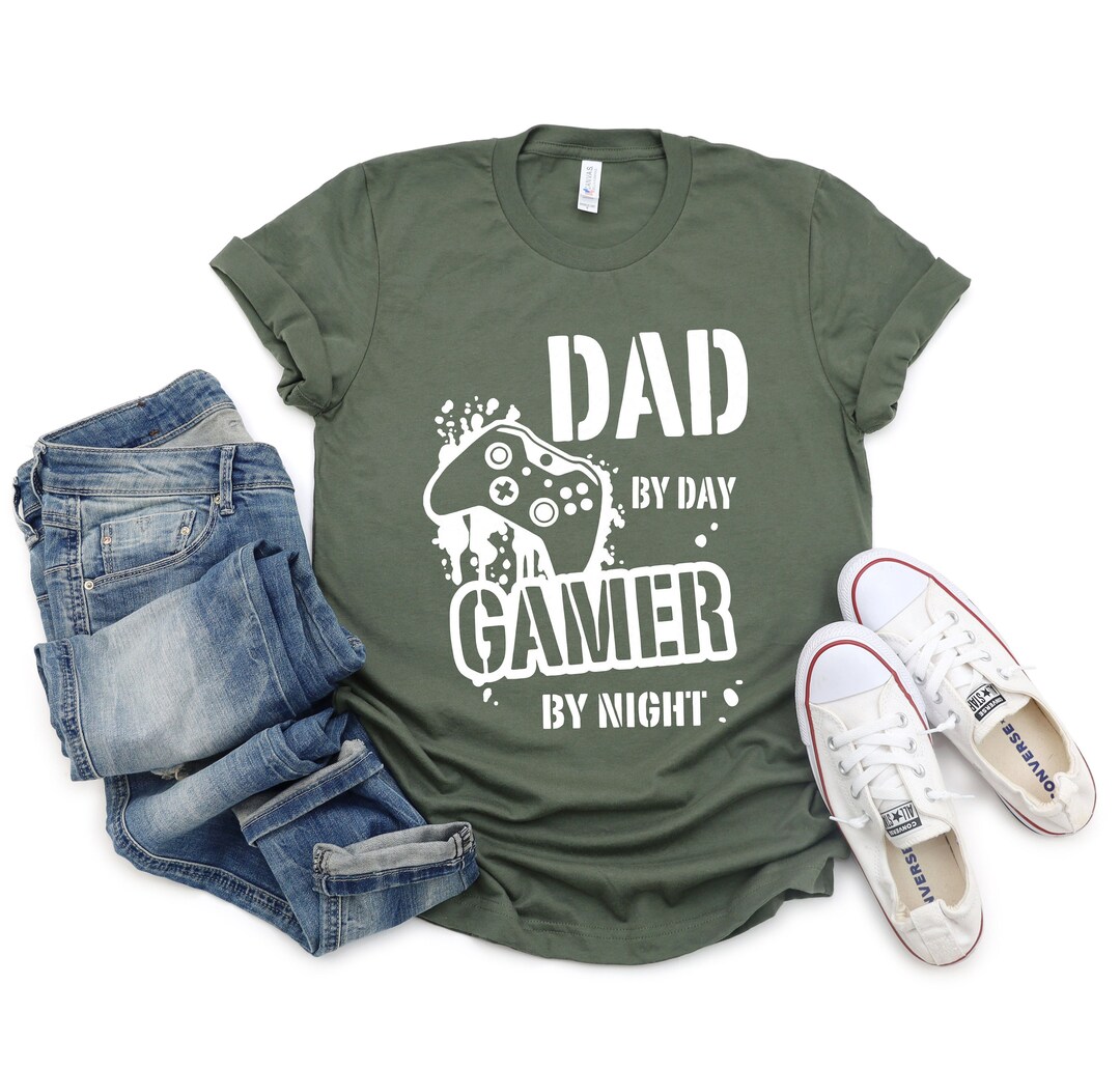 Funny Dad Shirt, Dad by Day, Gamer by Night Shirt, Father's Day Gift ...