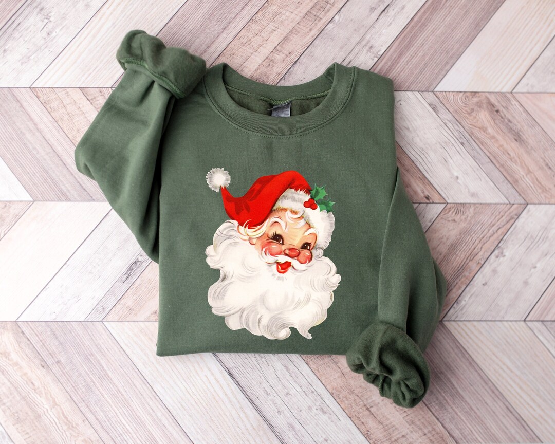 Retro Cheerful Santa Tshirt, Santa Merry Christmas Shirt, Vintage Santa ...