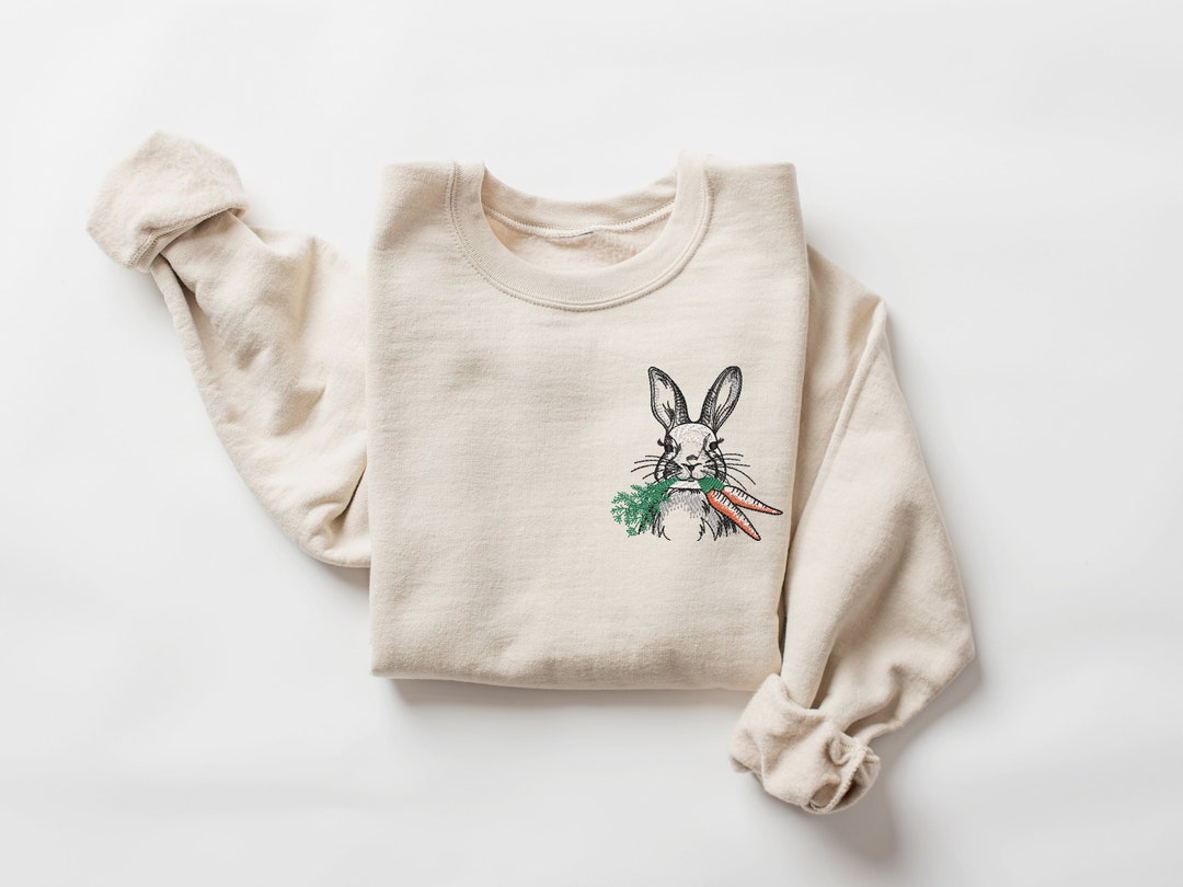 Embroidered Easter Day Sweatshirt, Embroidered Rabbit Sweatshirt ...
