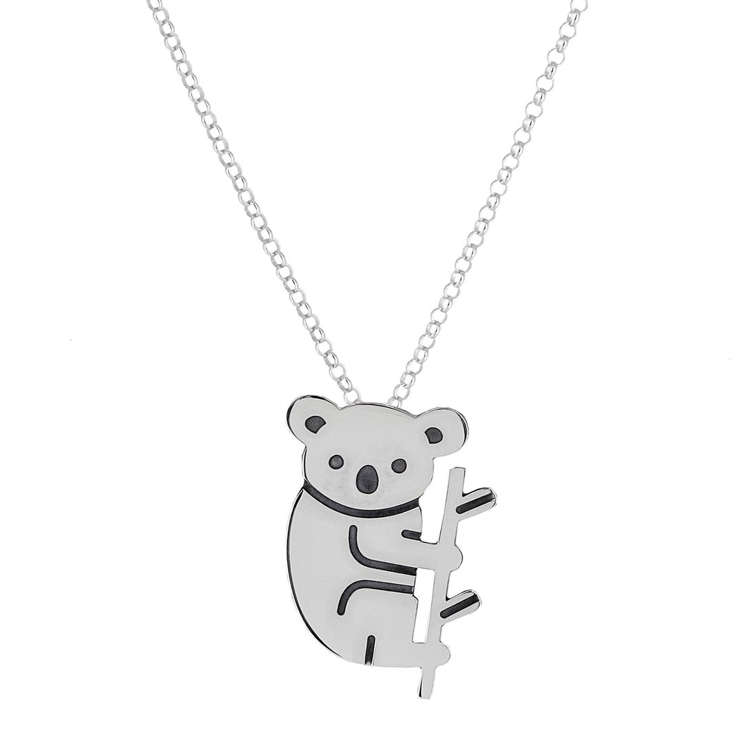 Collar de Koala en Plata de Ley, Collar de Koala Oso, Colgante de animal, Colgante de koala en ...