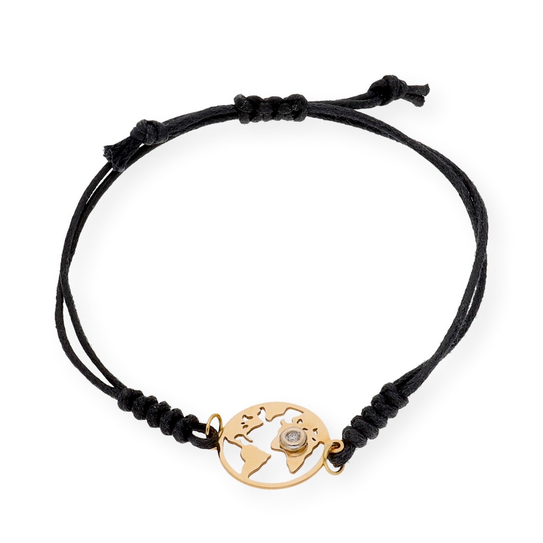 World Map Bracelet in 18K Gold, Macramé Bracelet, Shiny Bracelet ...