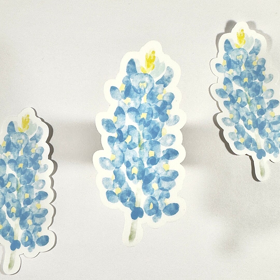 Watercolor Inspired Bluebonnet Sticker Semigloss White - Etsy