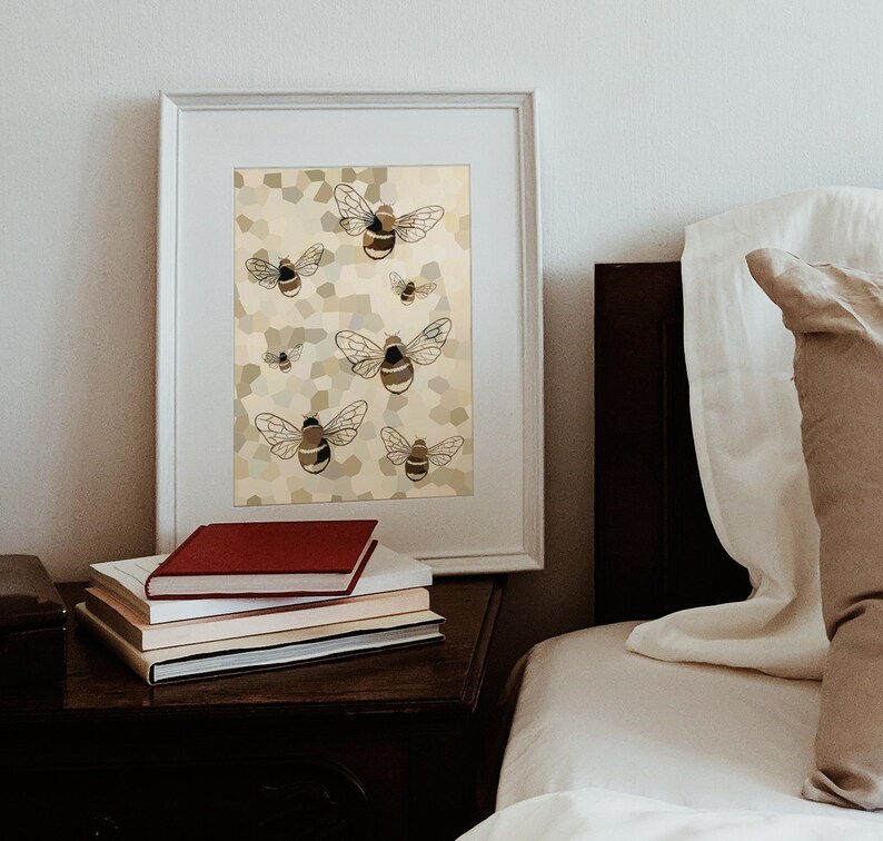 Boho Wall Art Bee Wall Poster Bee Decor Printable Bees - Etsy