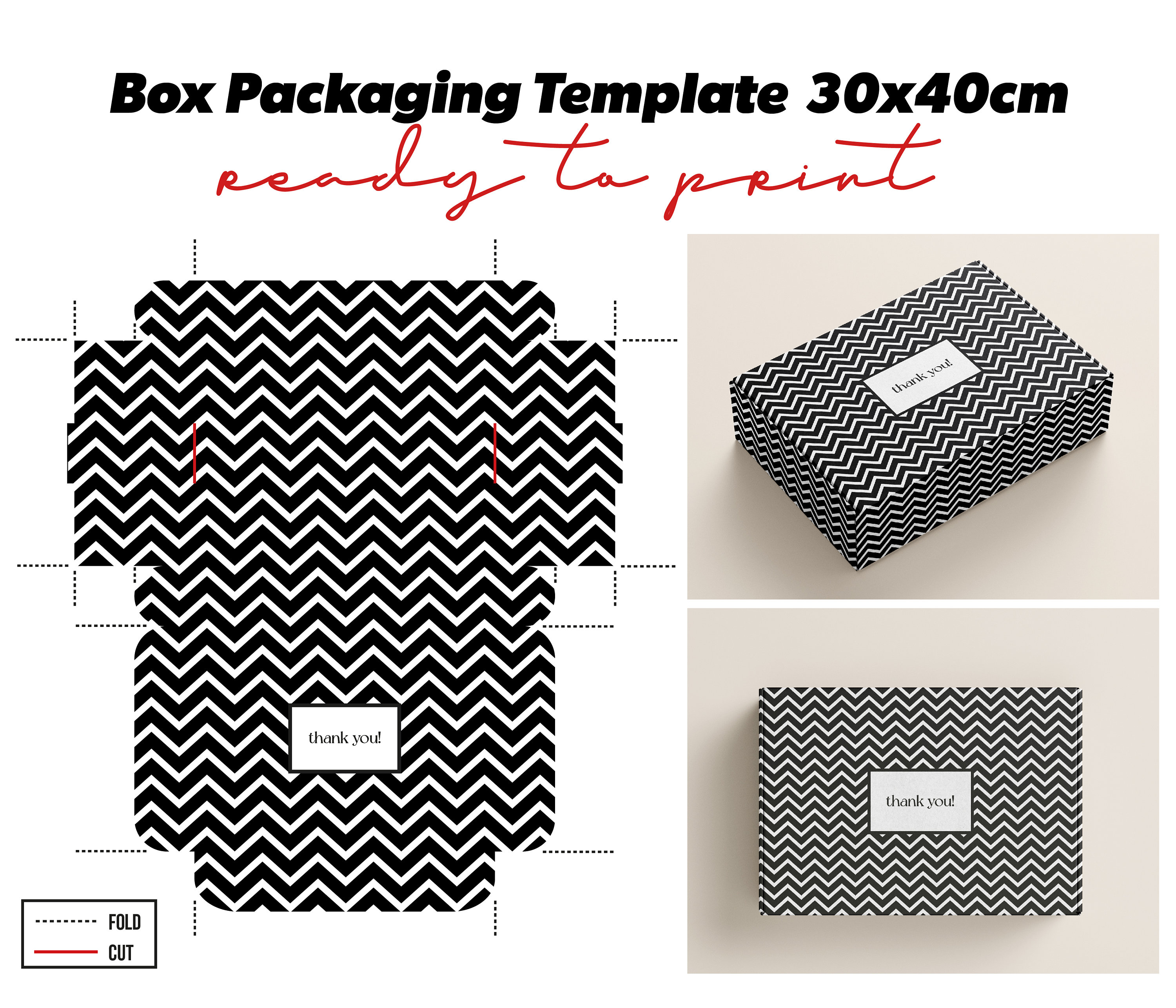 Box Template, Packaging Box, Ready to Printable, 30x40cm Box Template ...