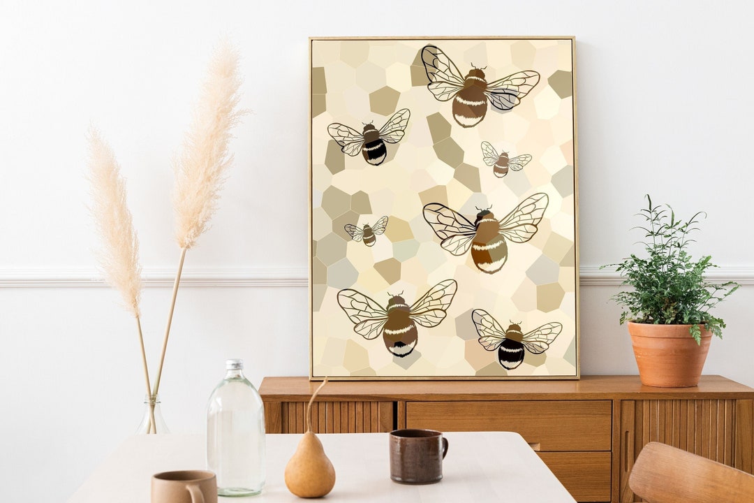 Boho Wall Art, Bee Wall Poster, Bee Decor, Printable, Bees Wall Art ...