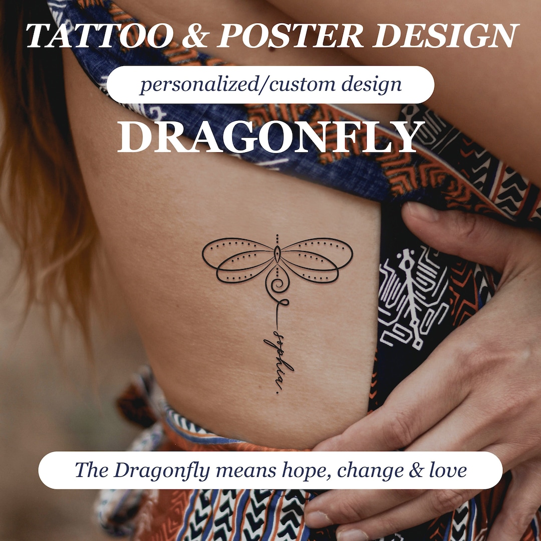 Dragonfly Custom Tattoo, Dragonfly Poster, Personalized Tattoo, Custom ...
