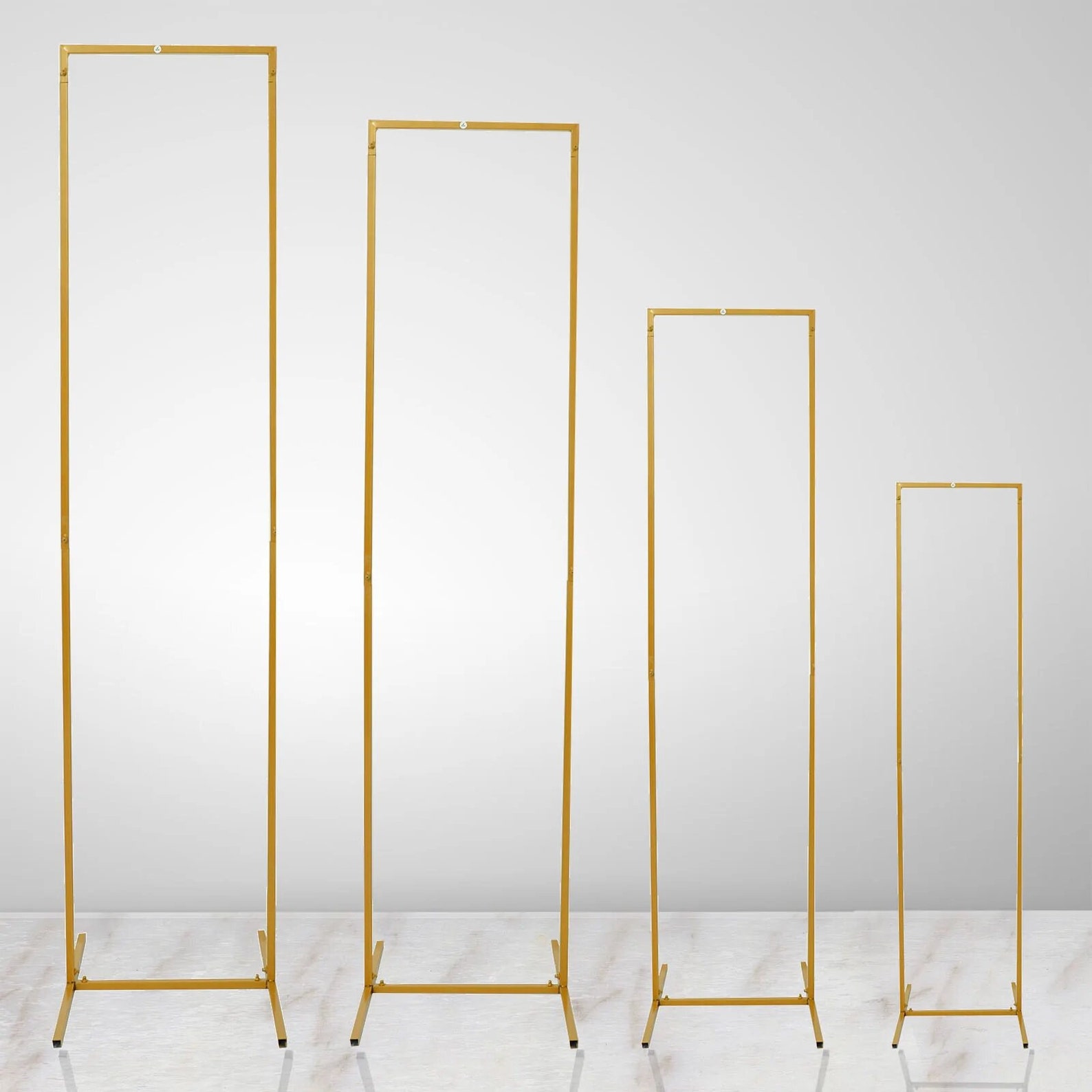 Set of 4 | Gold Metal Frame Wedding Arch, Rectangular Backdrop Stand ...