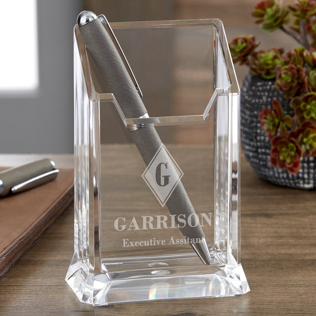 Executive Monogram Personalized Acrylic Pen & Pencil Holder - Etsy