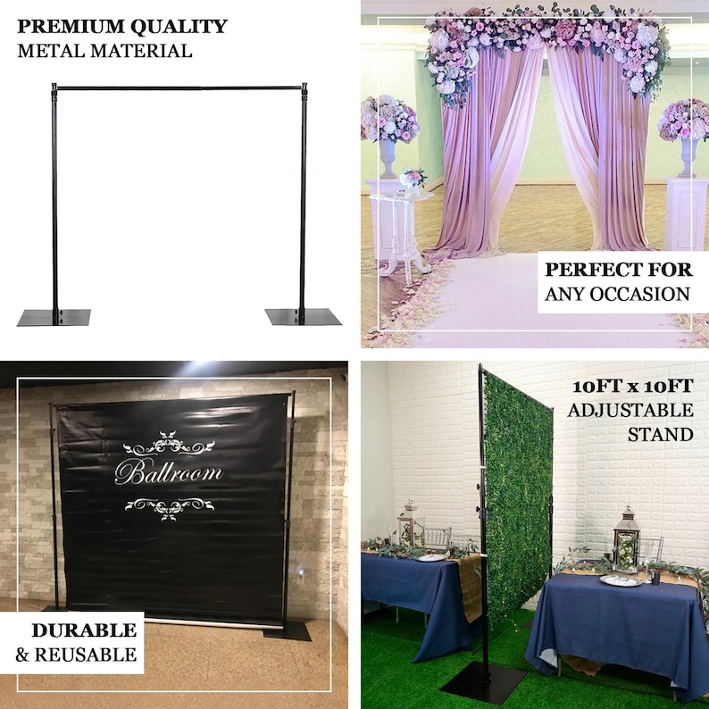 10ft Metal DIY Adjustable Heavy Duty Backdrop Stand Kit, Steel Base - Etsy