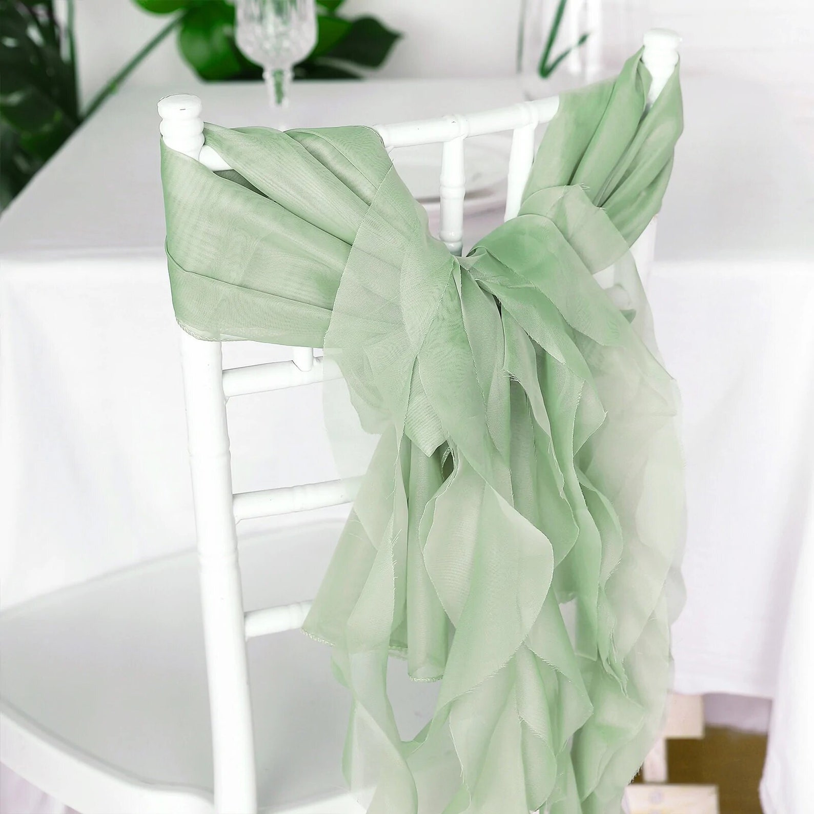 Sage Green Chiffon Hoods With Ruffles Willow Chiffon Chair - Etsy