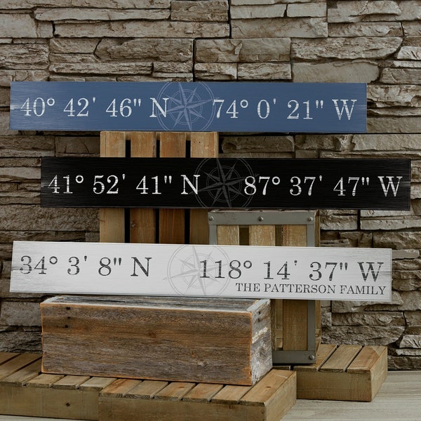 Wood Sign Latitude Longitude - Etsy