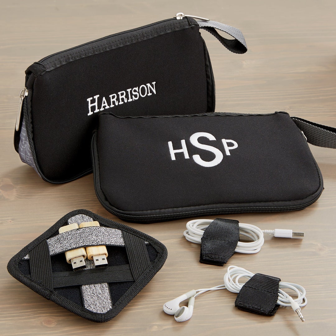 Embroidered Tech Organizer Pouch - Etsy