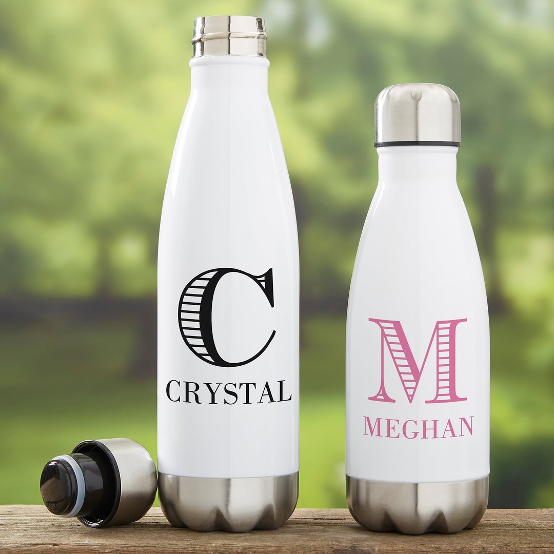 Striped Monogram Personalized Insulated Water Bottle - Etsy