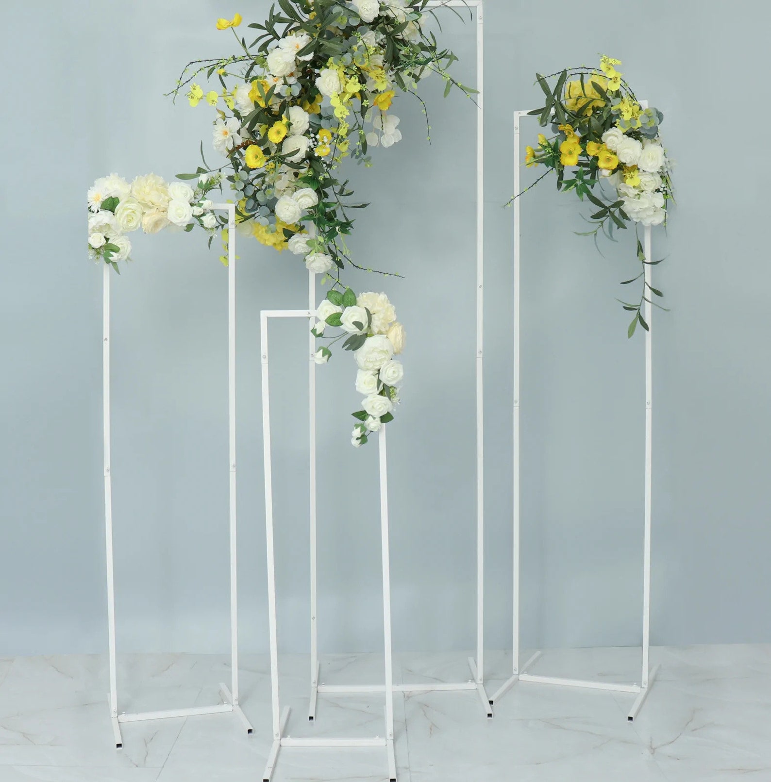 Set of 4 | Gold Metal Frame Wedding Arch, Rectangular Backdrop Stand ...