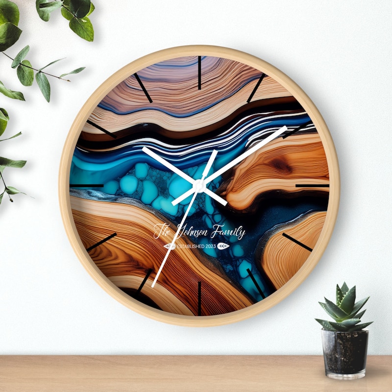 Resin and Wood Clock - Etsy