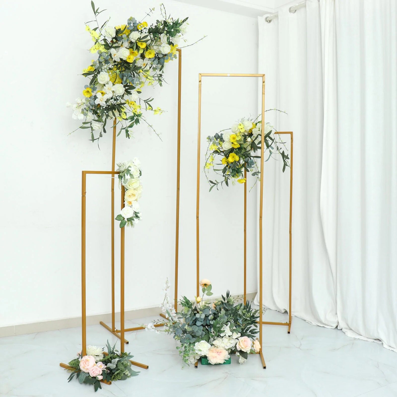 Set of 4 Gold Metal Frame Wedding Arch Rectangular Backdrop - Etsy