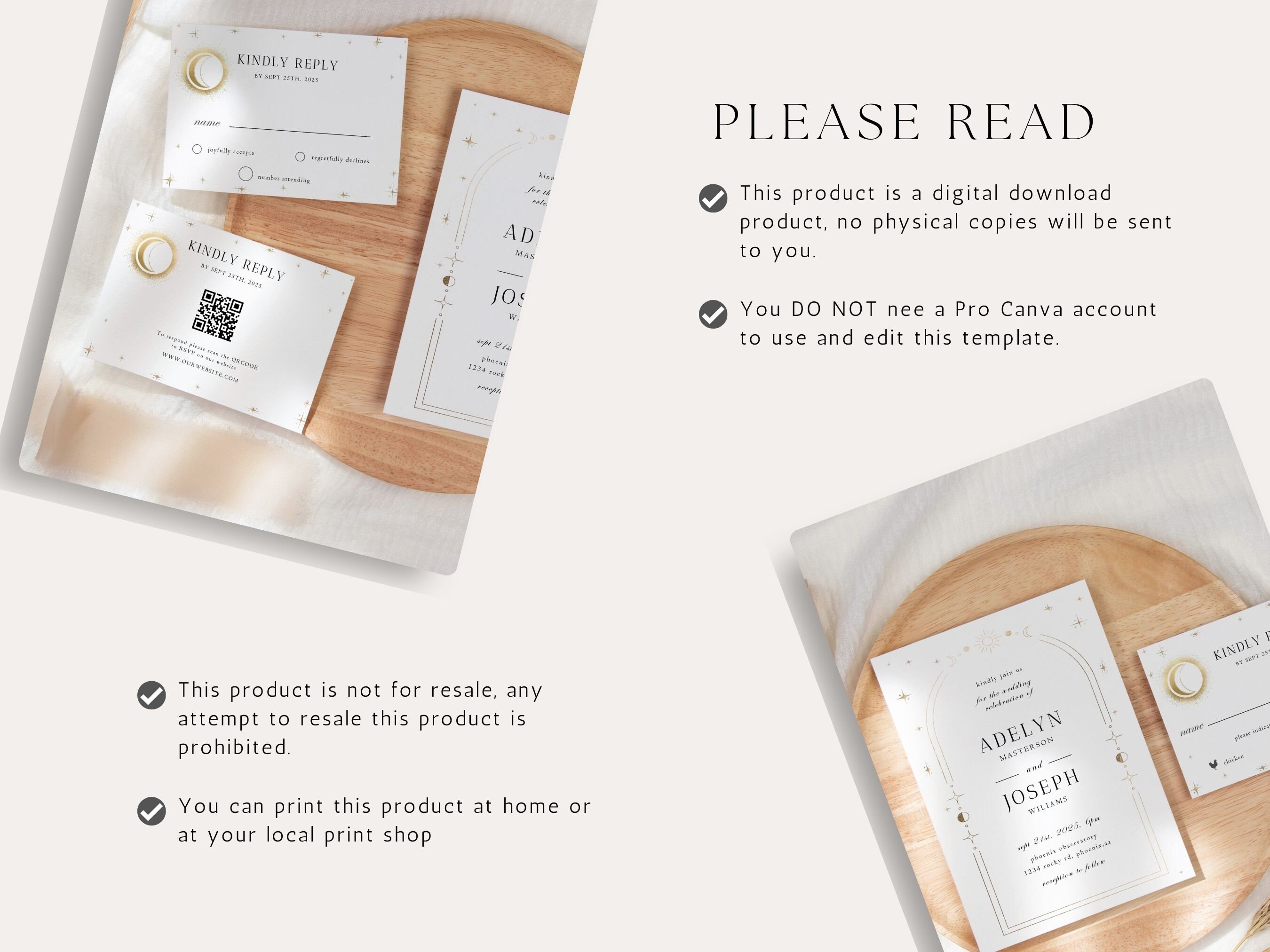 Modern RSVP Card, Wedding Insert Card, Celestial Wedding RSVP, Wedding ...