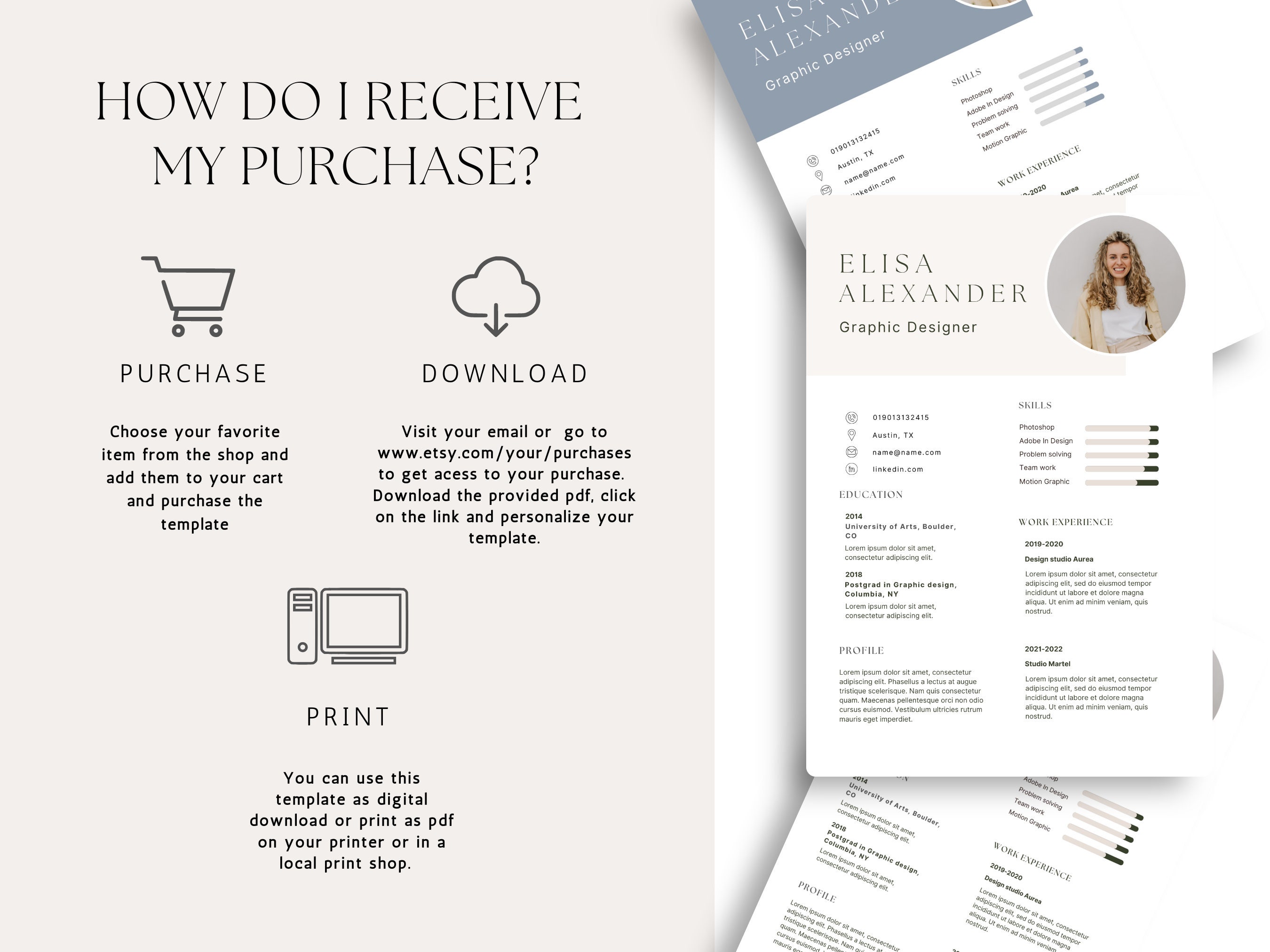 Instant Download Resume Modern Photo Resume Professional - Etsy