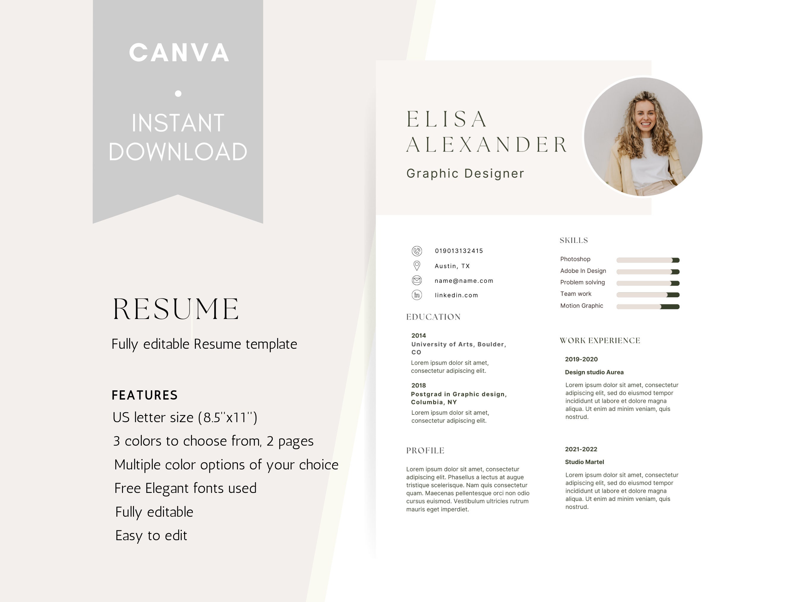 Instant Download Resume Modern Photo Resume Professional - Etsy