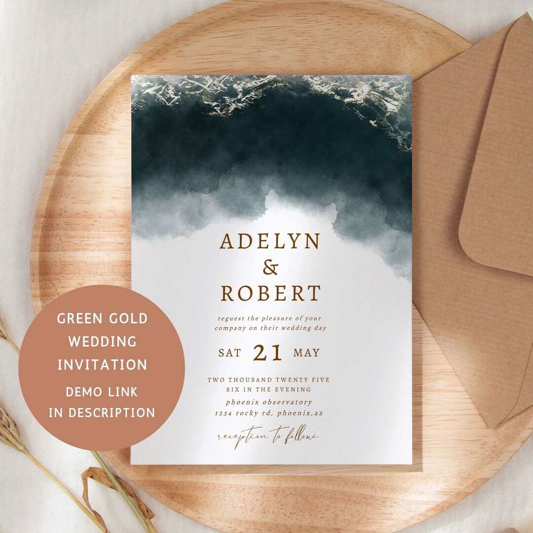 Destination Wedding Invitation Template, Printable Watercolor Boho ...