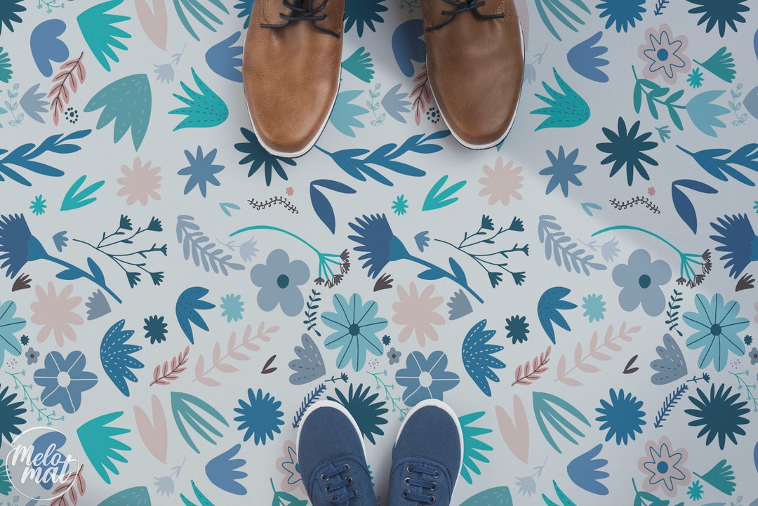 Flourish Vinyl Flooring Blue Area PVC Green Linoleum - Etsy