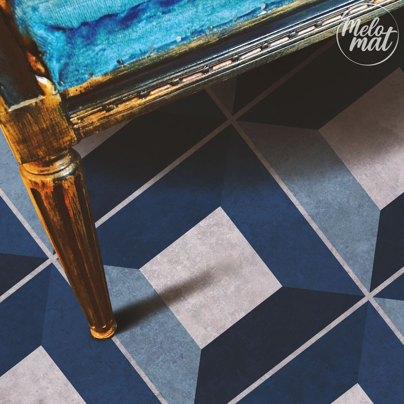 Kubrick Vinyl Flooring Blue Area PVC Beige Floor Decor - Etsy