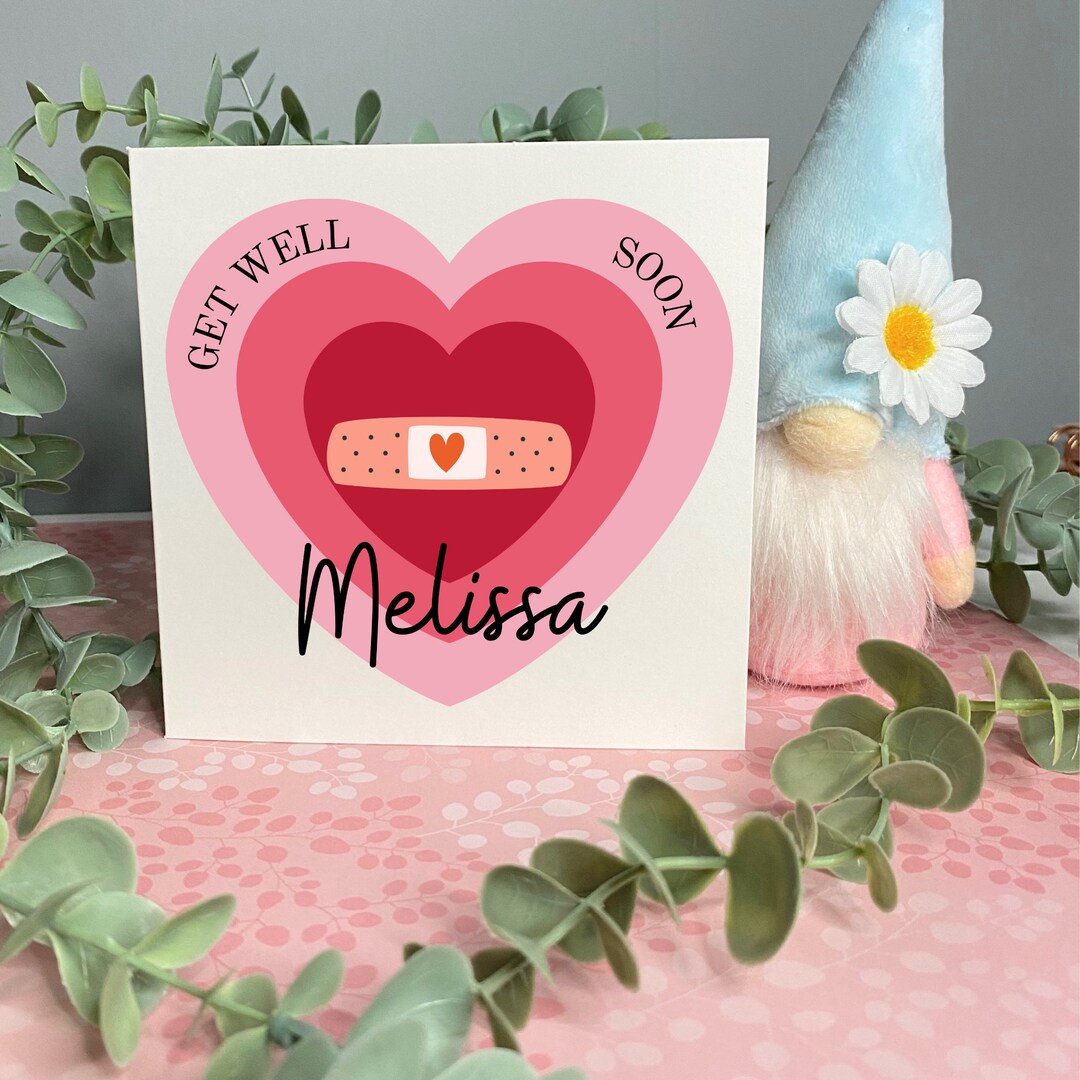 Get Well Soon Pink Heart Greeting Card, Sympathy Encouragement, Get ...