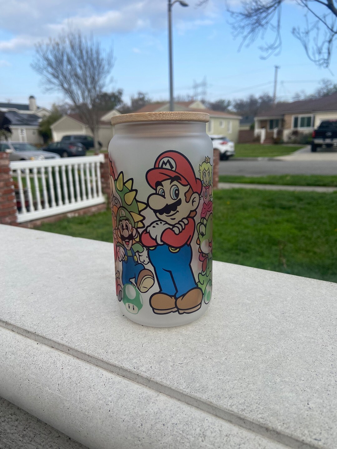 Super Mario Frosted Glass Can Cup - Etsy