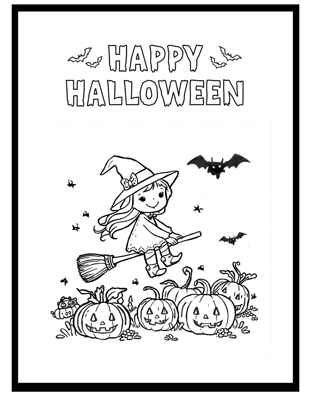 Halloween Themed Coloring Page (download & Print) - Etsy