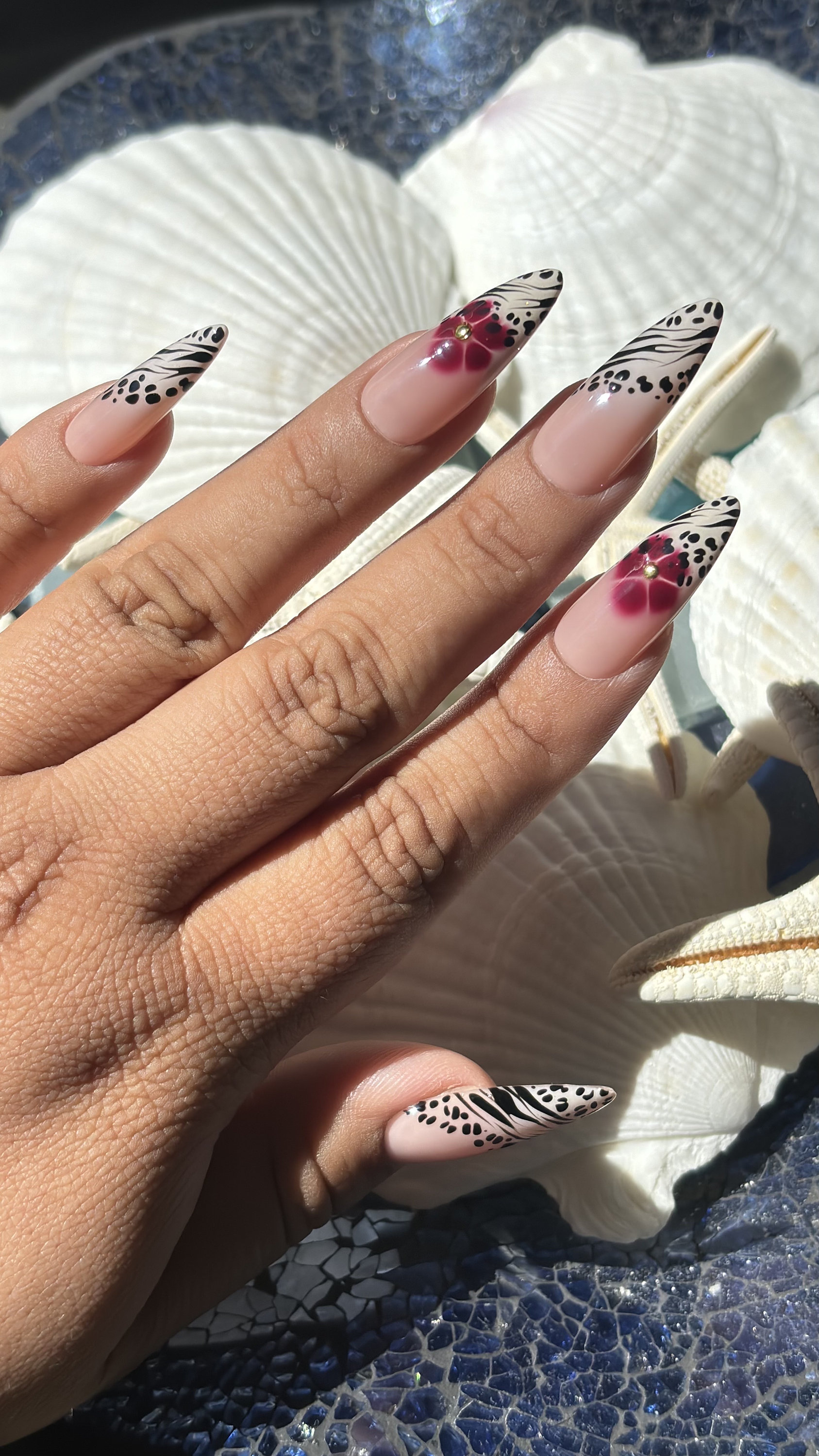 Cruella Zebra |off White French Tips / Ombre W/ Black Zebra/ Cheetah ...