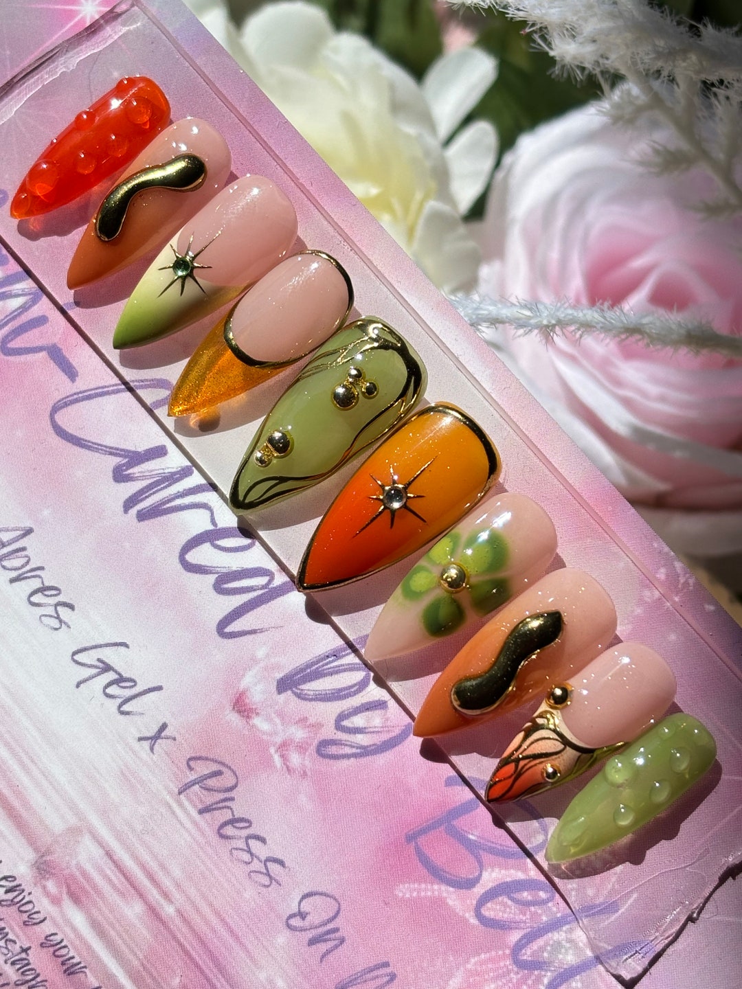 Earth Gems | Orange,green Jelly Multidesign Set W/ Gold Chrome 3d ...