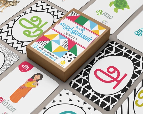 Tamil Alphabets Flash Cards Thick Glossy Big Size Cards - Etsy