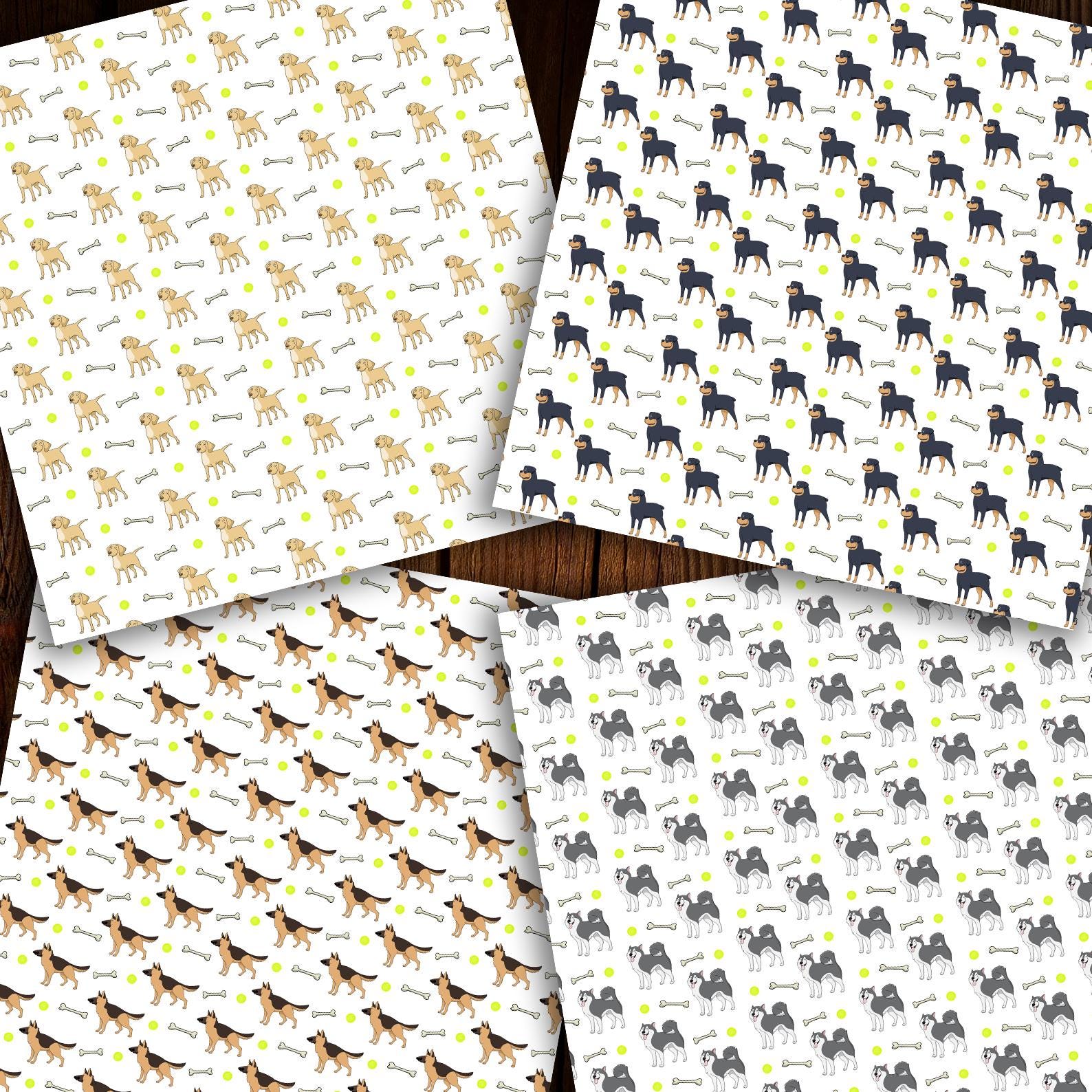 Dog Digital Paper Background, Dog Clipart, Cartoon Large Dog Breeds - Etsy
