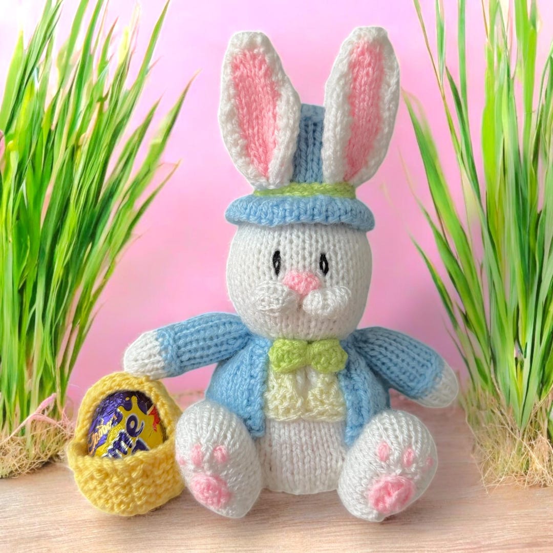 KNITTING PATTERN - Easter Bunny With Basket Choc Orange Cover / 18 Cms ...