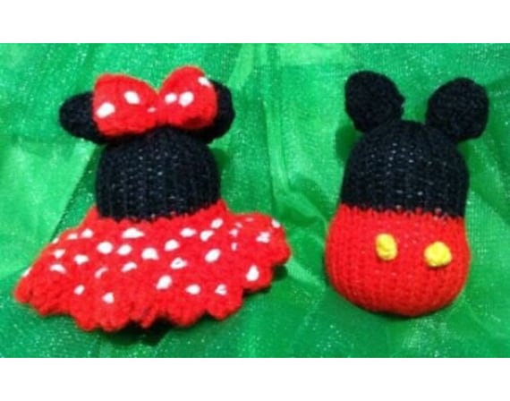 KNITTING PATTERN Mickey and Minnie Mouse Inspired 9cms | Etsy