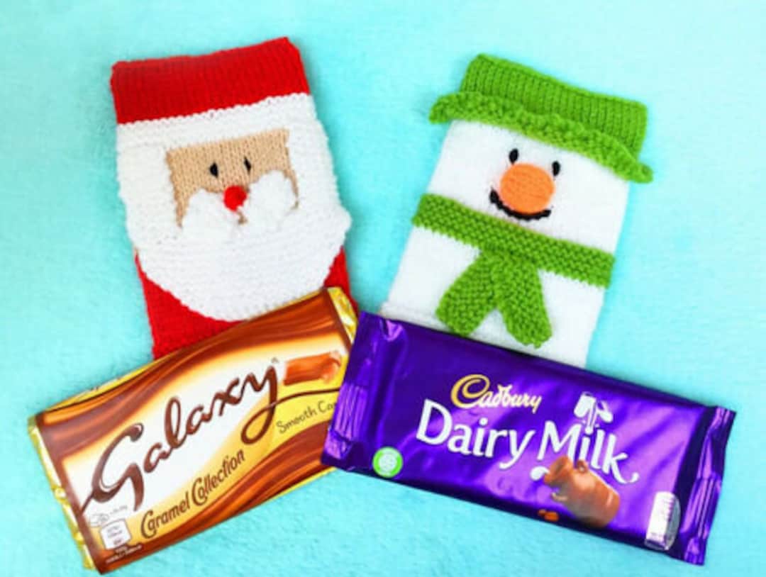 KNITTING PATTERN - Christmas Santa and Snowman Chocolate Bar Cover 16 ...