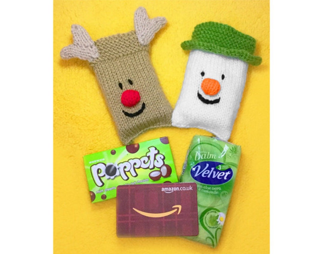 KNITTING PATTERN - Christmas Snowman & Reindeer Chocolate / Tissue ...
