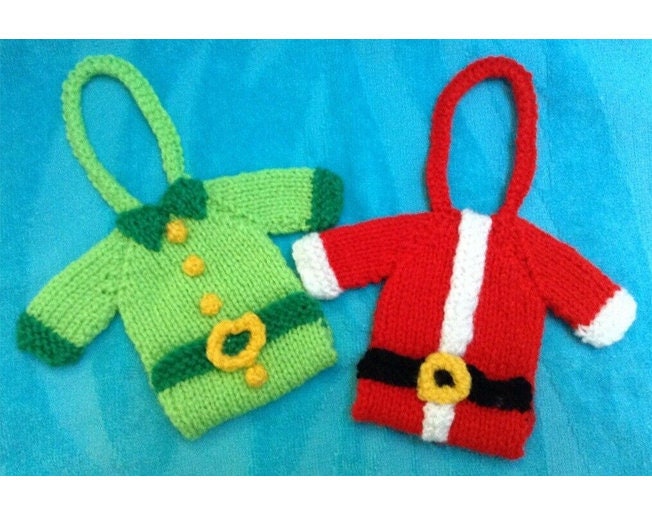 KNITTING PATTERN - Santa and Elf Jacket Gift Bags Christmas Tree ...