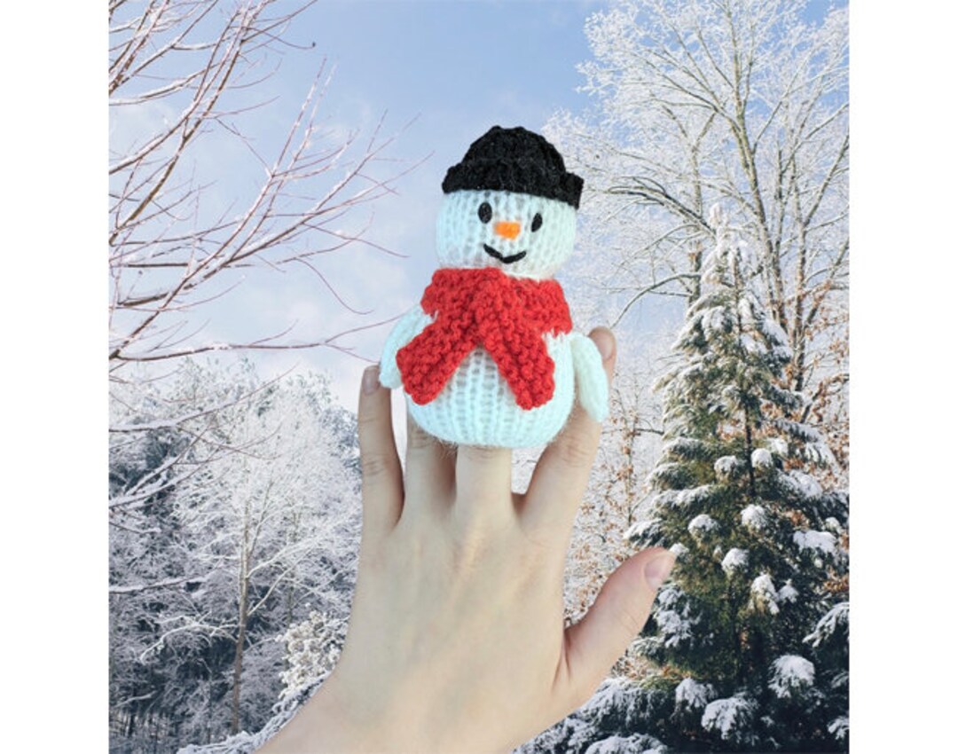 KNITTING PATTERN - Christmas Frosty the Snowman Finger Puppet Play Song ...